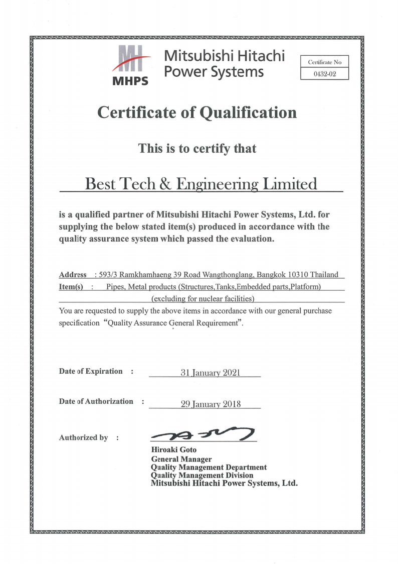 Certificates - Best Tech & Engineering Ltd.